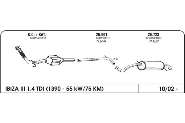 Izduvni lonac Ibiza III 1.4 TDI 02- (srednja cev)