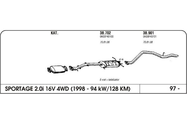 Izduvni lonac Kia Sportage 2.0 97- (srednji)