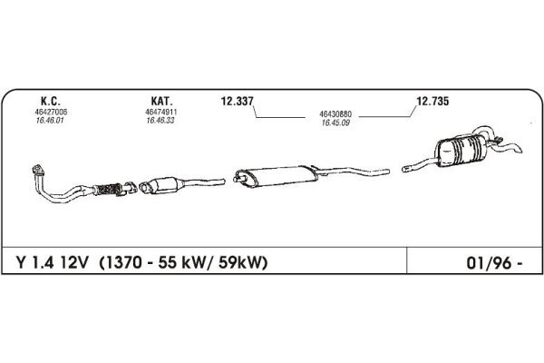 Izduvni lonac Lancia Y 1.1/1.2/1.4 96 (srednji)