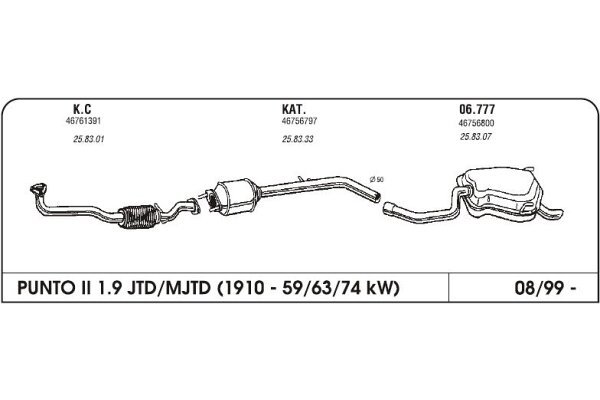 Izduvni lonac Lancia/Fiat Musa/Ypsilon/Musa/Punto/Idea 03- (zadnji)