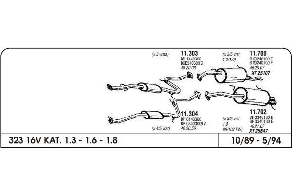 Izduvni lonac Mazda 323 1.3 3/5 V 89-94 prednji