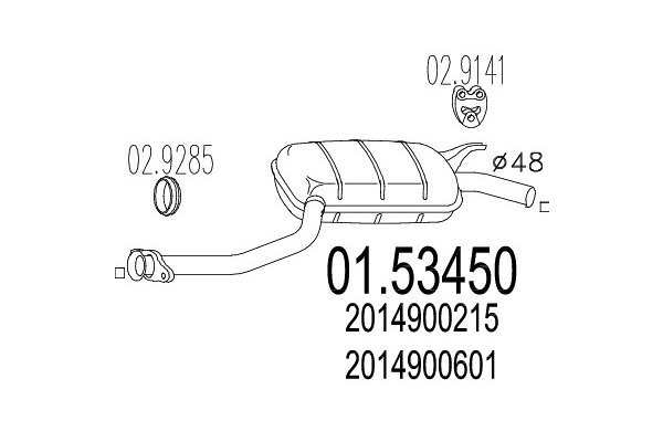 Izduvni lonac Mercedes-Benz 190 82-93, (srednji)