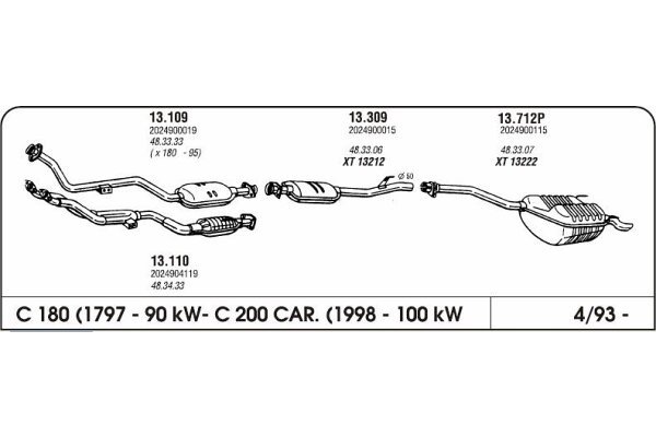 Izduvni lonac Mercedes-Benz C 200 93-96 (zadnji)