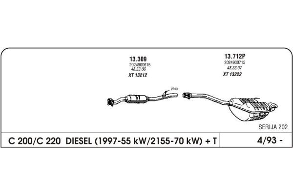 Izduvni lonac Mercedes-Benz C 200/250 D 93- (zadnji)