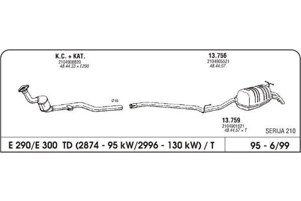 Izduvni lonac Mercedes-Benz E 290/300 TD 95- (zadnji)