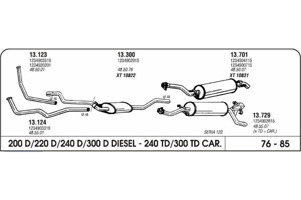 Izduvni lonac Mercedes-Benz W123 76-85 (zadnji)