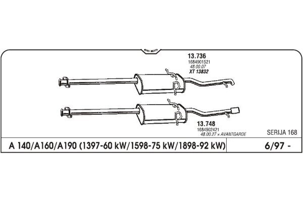Izduvni lonac Mercedes-Benz W168 97- (zadnji)