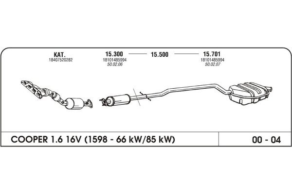 Izduvni lonac Mini Cooper 1.6 01- (komplet)