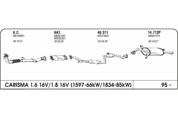 Izduvni lonac Mitsubishi Carisma 1.6/1.8 95- (srednji)