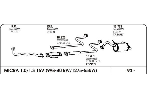 Izduvni lonac Nissan Micra 1.0/1.3 92 (zadnji)