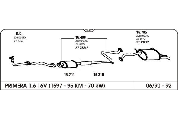 Izduvni lonac Nissan Primera 1.6 90/92 prednji i (zadnji)