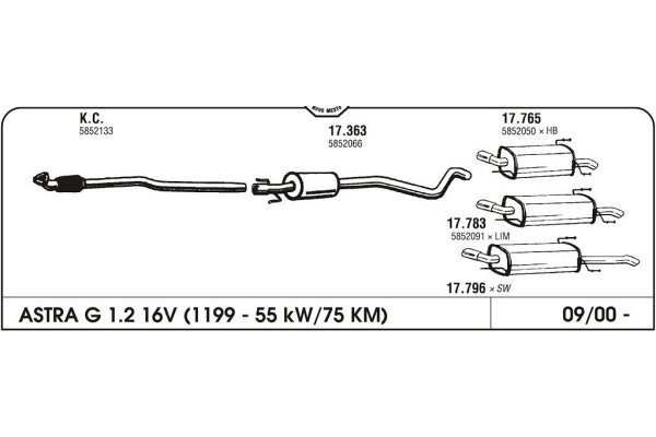 Izduvni lonac Opel Astra G 1.2 00- (srednji)