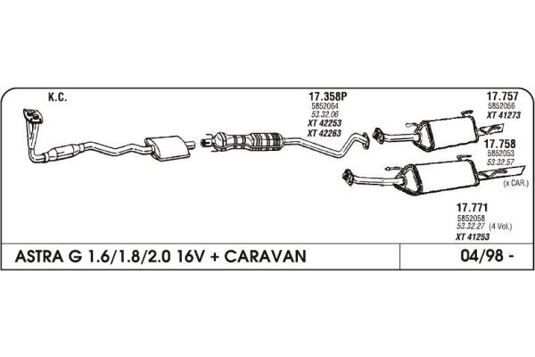 Izduvni lonac Opel Astra G Kar. 1.6 98- (zadnji)