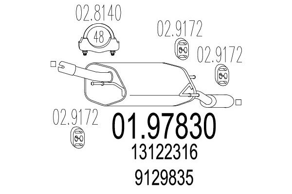 Izduvni lonac Opel Corsa 00-09 1.2 / 1.4, (zadnji)