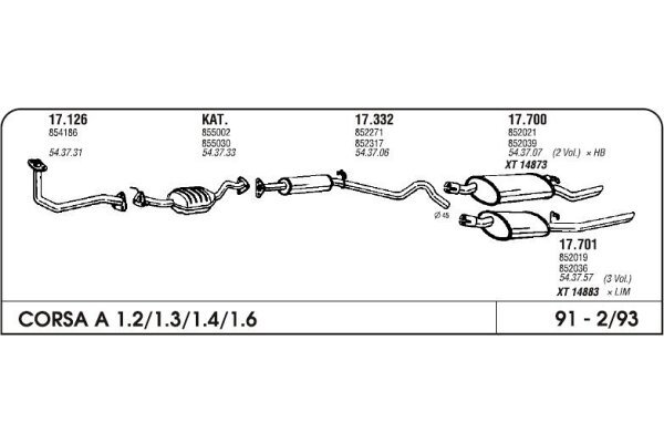 Izduvni lonac Opel Corsa A 1.2/1.3/1.4/1.6 88 (srednji)