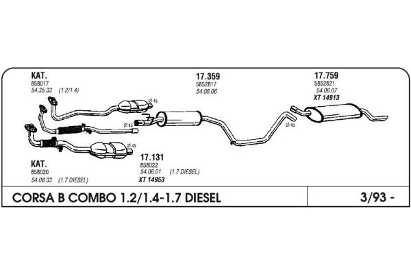 Izduvni lonac Opel Corsa B 1.2/1.4/1.7 93- (zadnji)