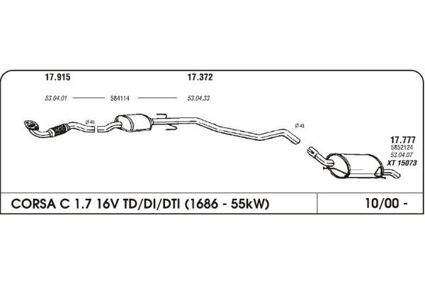 Izduvni lonac Opel Corsa C 1.7 DTI 02- (zadnji)