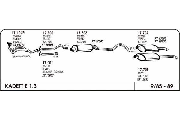 Izduvni lonac Opel Kadett 1.3/1.6 HB (zadnji)