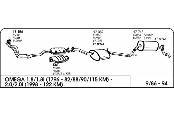 Izduvni lonac Opel Omega A 1.8/2.0 KAR 86-94 (srednji)