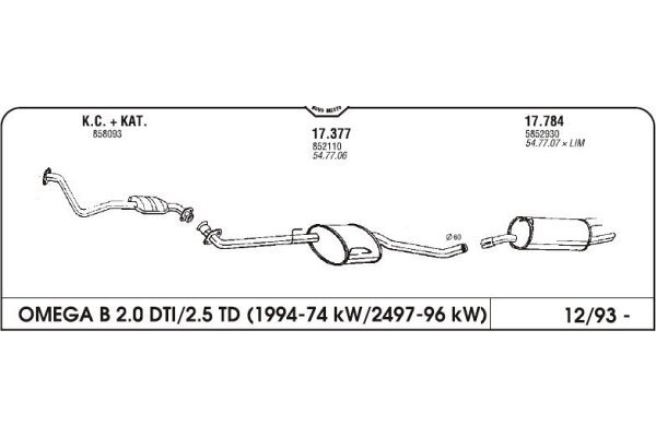 Izduvni lonac Opel Omega B 2.5 TD 94- prednji