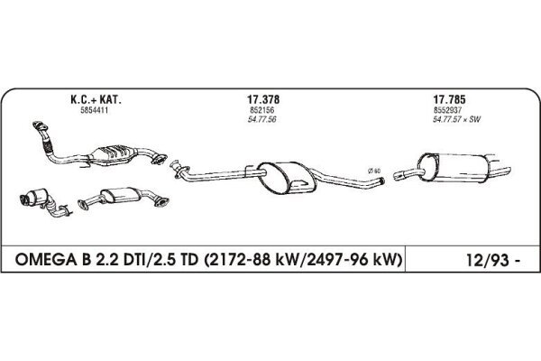 Izduvni lonac Opel Omega B KAR 2.5 TD 94- prednji