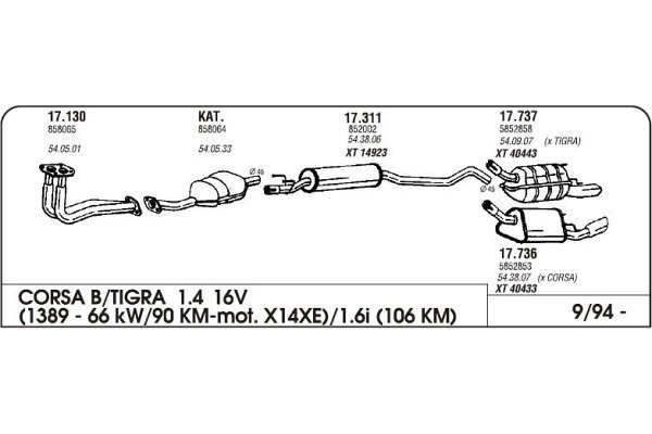 Izduvni lonac Opel Tigra 1./1.6 94-97 (zadnji)
