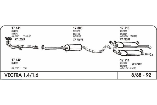Izduvni lonac Opel Vectra A 1.4/1.6 LIM 88- (zadnji)