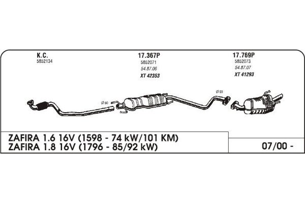 Izduvni lonac Opel Zafira 1.6/1.8/2.0 99 (zadnji)