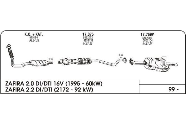 Izduvni lonac Opel Zafira 2.0 TD 99 (srednji)