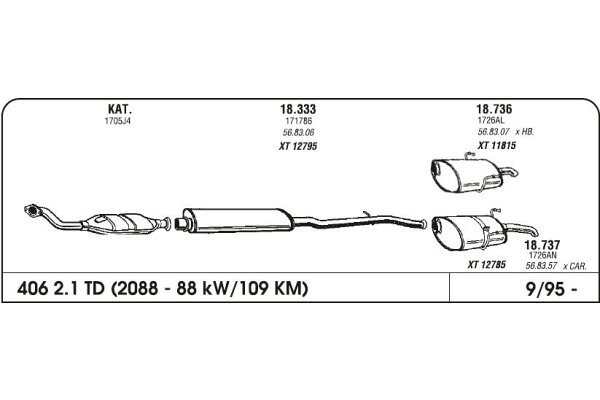 Izduvni lonac Peugeot 406 1.9/2.1 96- (srednji)
