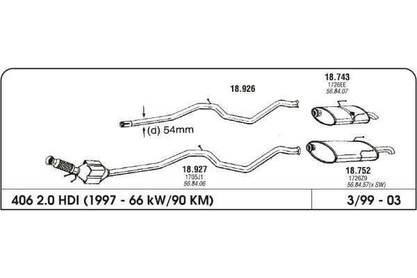 Izduvni lonac Peugeot 406 Kar. HDI 90/110KM 98- (zadnji)