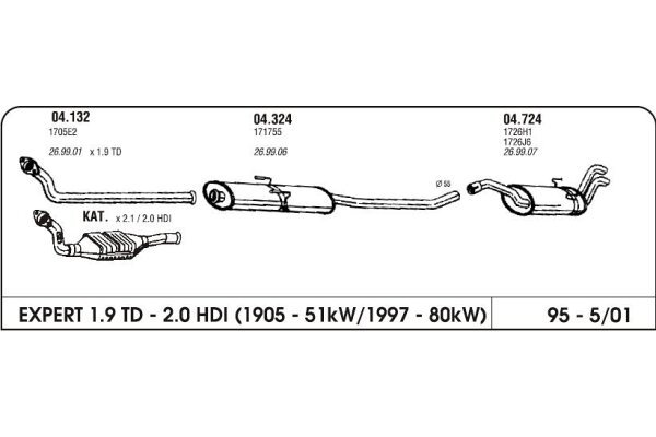Izduvni lonac Peugeot Expert 1.9TD/2.0HDI 96-01 (zadnji)
