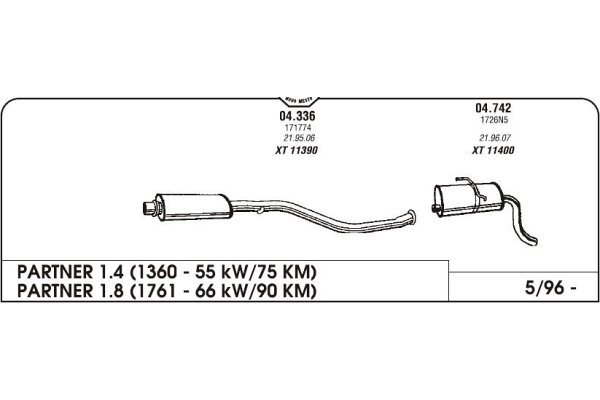 Izduvni lonac Peugeot Partner 1.4/1.8 96- (zadnji)