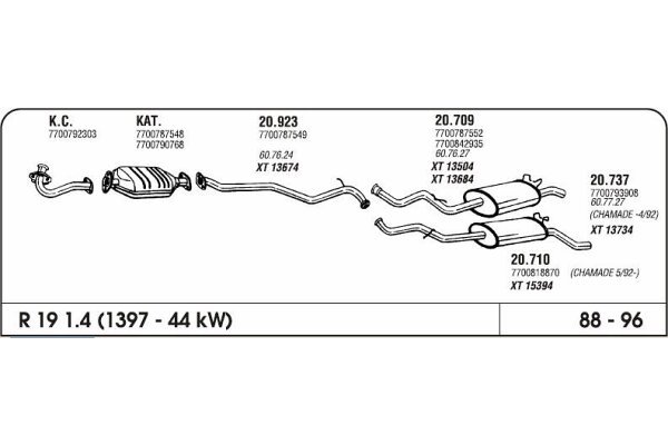 Izduvni lonac Renault 19 1.4/1.8/1.9 CHA 88-96 (zadnji)