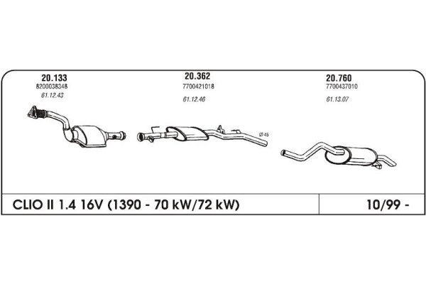 Izduvni lonac Renault Clio II 1.4 02-05 kat.