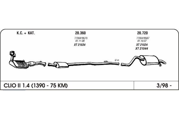 Izduvni lonac Renault Clio II 1.4 98- (srednji)