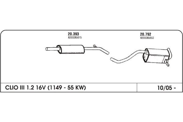 Izduvni lonac Renault Clio III 1.2 (srednji)