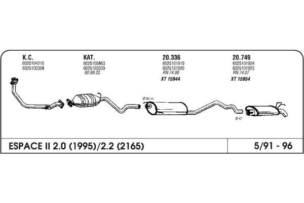 Izduvni lonac Renault Espace II 2.0/2.2/2.1 91- (srednji)