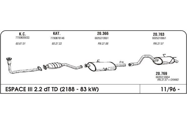 Izduvni lonac Renault Espace III 2.2 TD 97 (srednji)