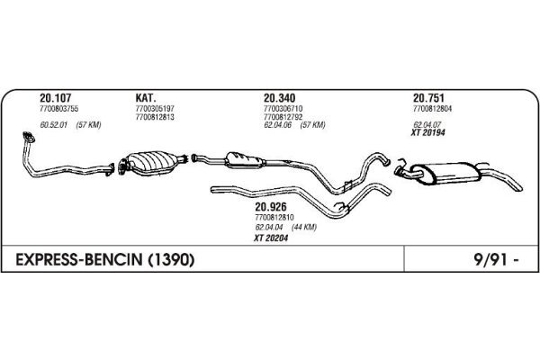 Izduvni lonac Renault Express 1.4 91- cev