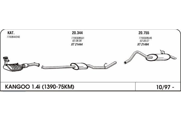 Izduvni lonac Renault Kangoo 1.4 97- (srednji)