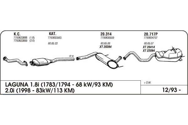 Izduvni lonac Renault Laguna 1.8/2.0 93- prednji