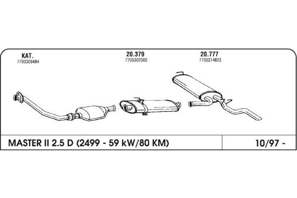 Izduvni lonac Renault Master II 2.5D 97- (srednji)
