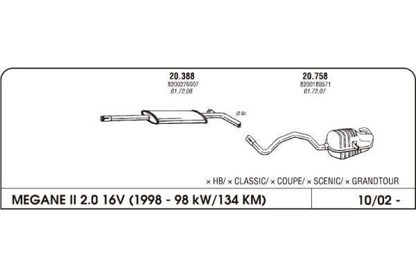 Izduvni lonac Renault Megane II Coupe 2.0 (zadnji)