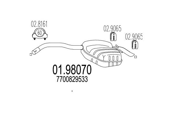 Izduvni lonac Renault Safrane 92-96 2.0 / 2.2, (zadnji)