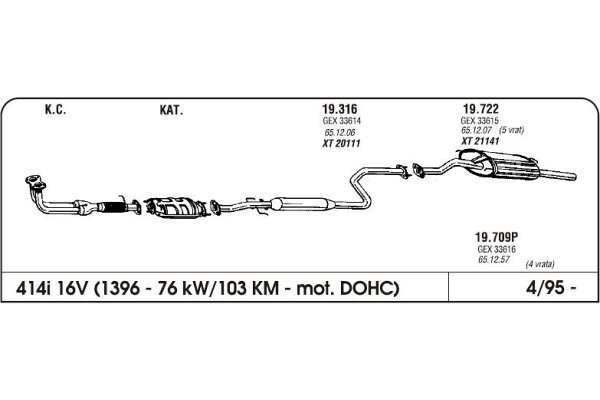 Izduvni lonac Rover 400 1.4/1.6 95- (srednji)