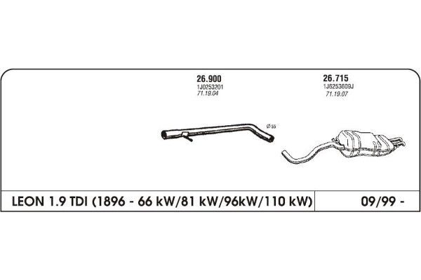 Izduvni lonac Seat Leon 1.9 TDI 99- (zadnji)