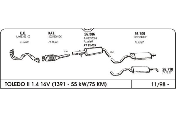 Izduvni lonac Seat Toledo 1.4-1.6 99- (srednji)
