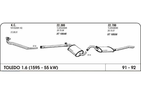 Izduvni lonac Seat Toledo 1.6 91- (srednji)