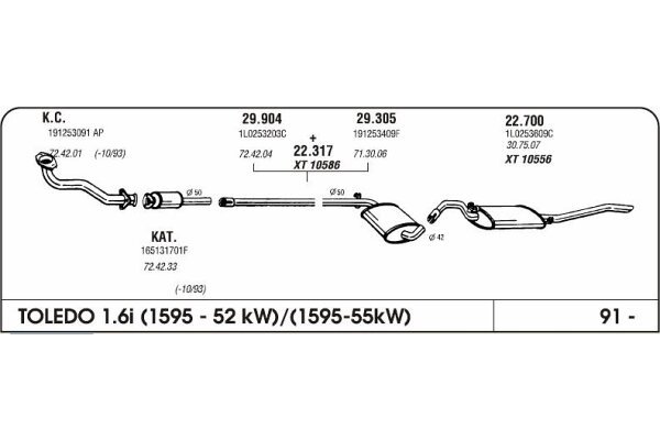 Izduvni lonac Seat Toledo 1.6-1.9D 91- (srednji)